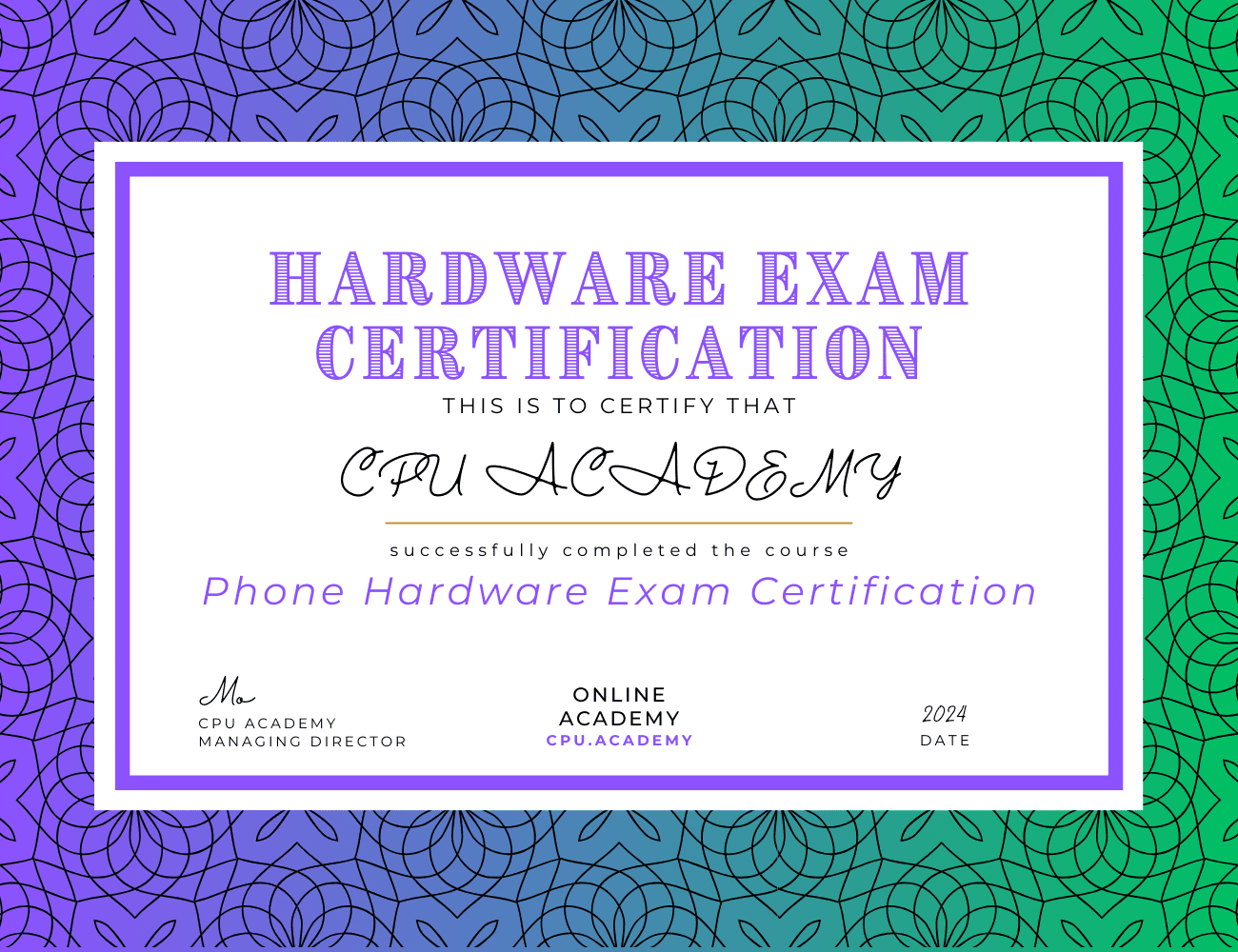 Certification Exam : Hardware & Screen Repairing phone courses. - CPU ...